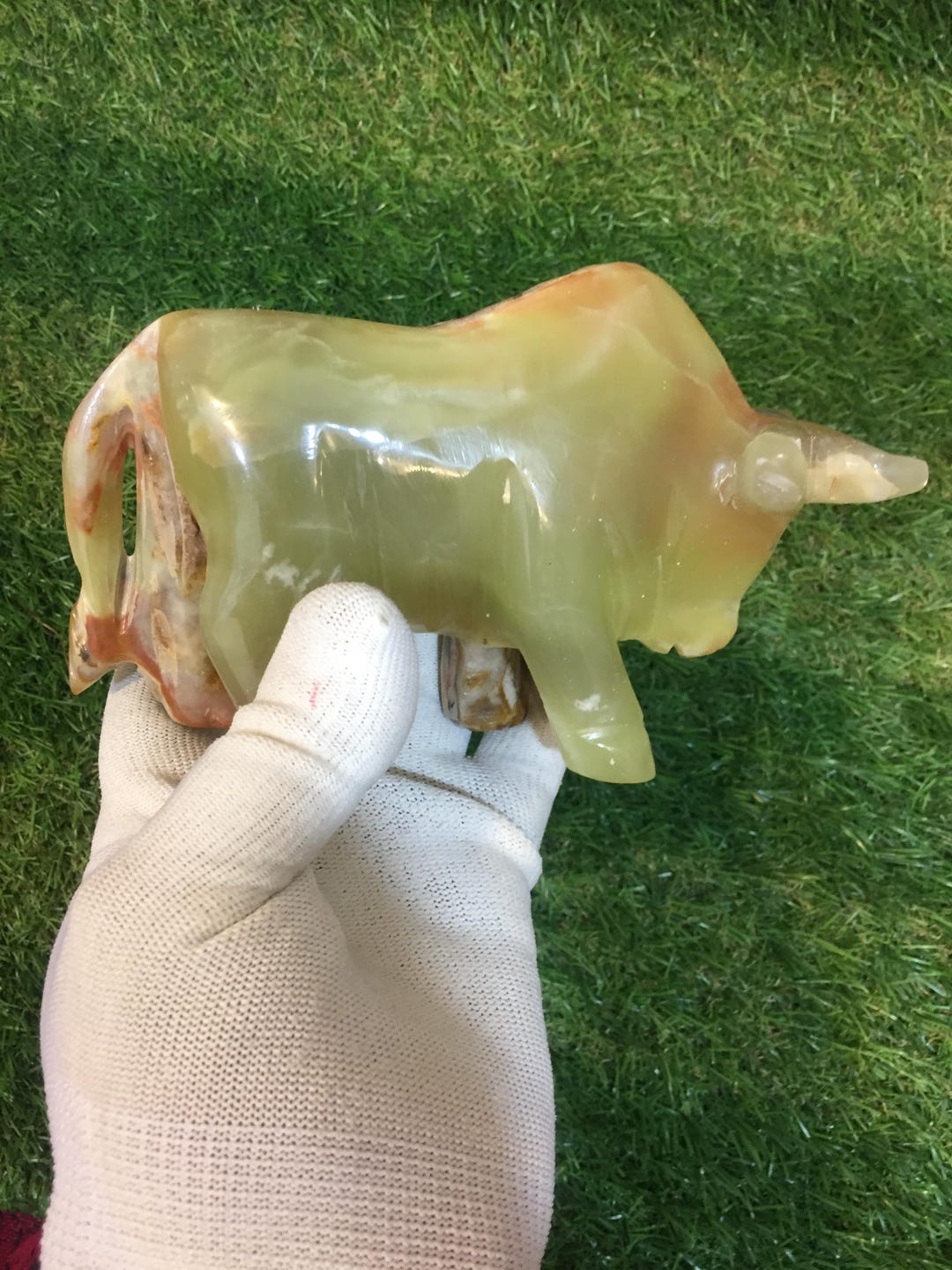 Bull Hand Carved Natural Banded Onyx Stone - Etsy