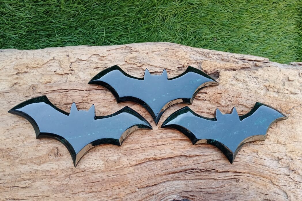 Bats 3 Pieces Handmade Natural Stone Black Serpentine Carving. - Etsy UK