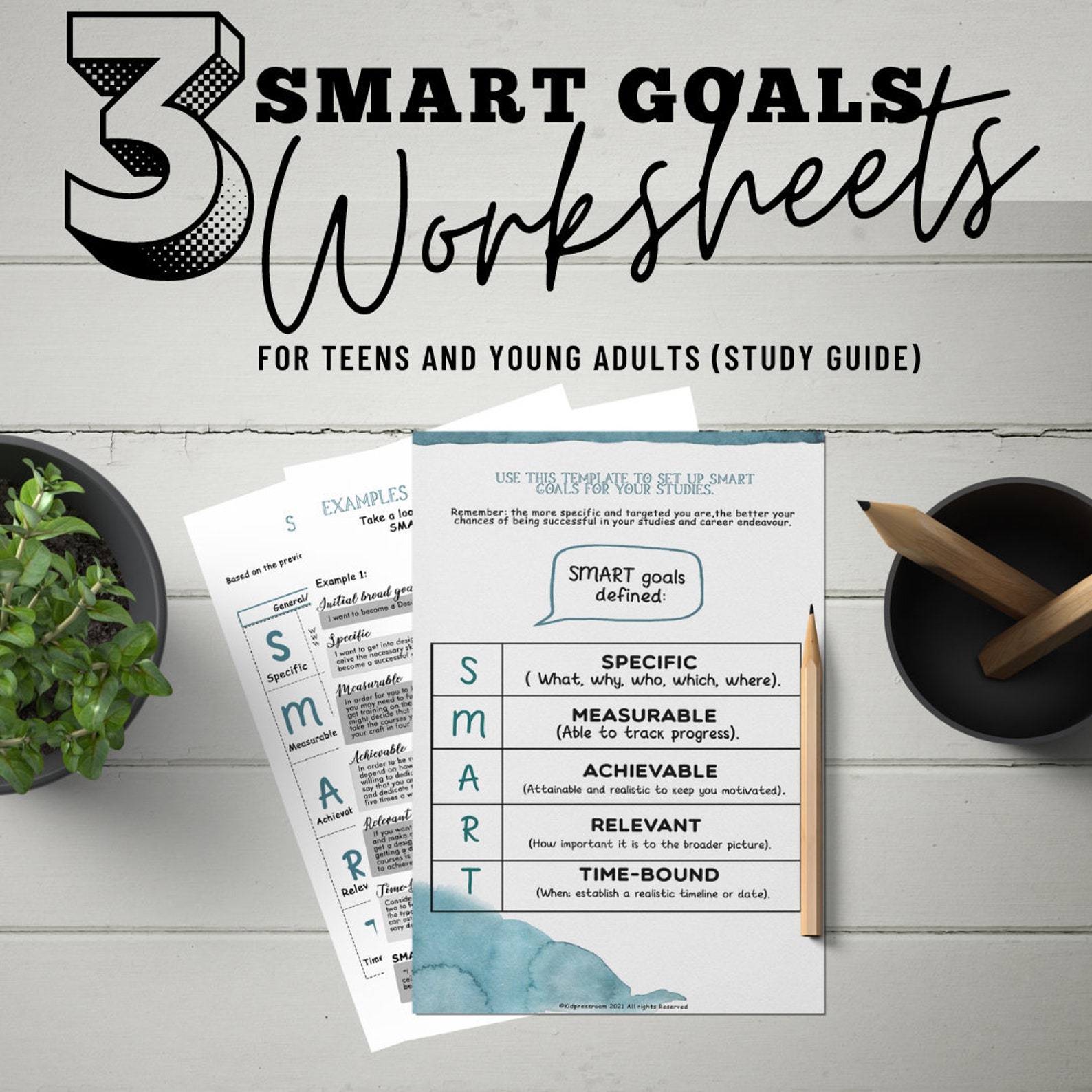 SMART Goals for Teens & Young Adults Organization Printables | Etsy