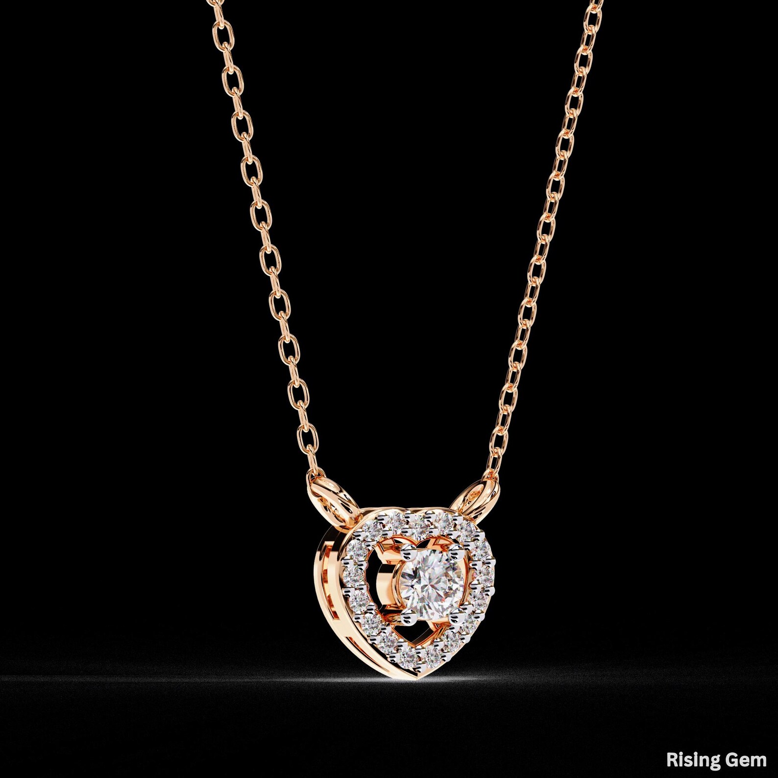 Lab Grown Diamond Heart Shape Halo Pendant in Yellow Gold - Anniversary ...