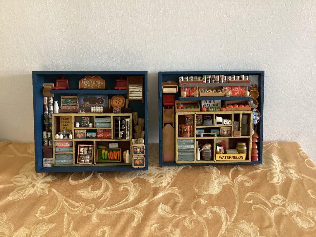 Vintage General Store Room Box Handmade Choice 2 Pieces Dollhouse ...