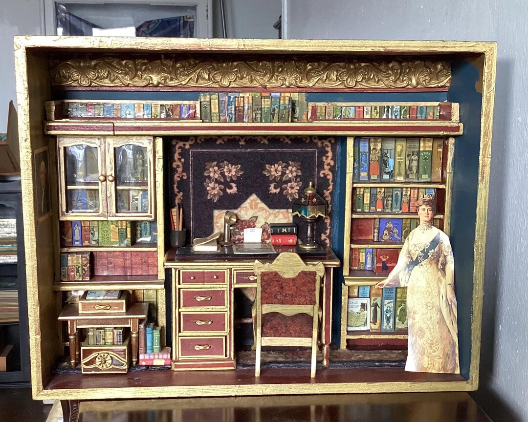 Miniature Library Room Box Artisan - Etsy