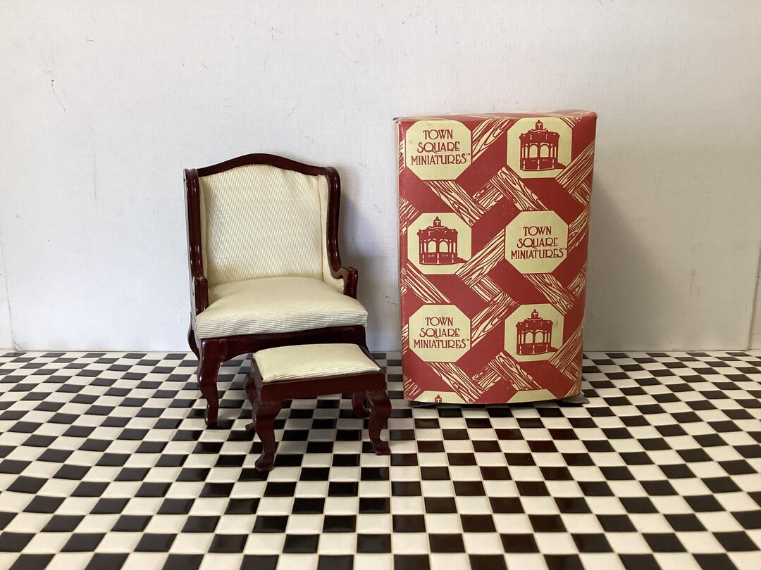 Town Square Miniatures Dollhouse Chair & Ottoman, 1:12 Scale - Etsy