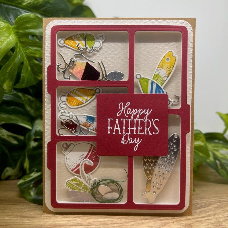 Father's Day Tackle Box Handmade Shaker Card - Etsy