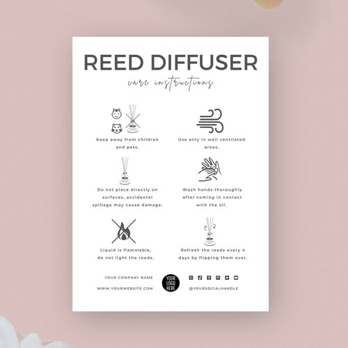 Editable Reed Diffuser Care Card Template Printable Reed - Etsy