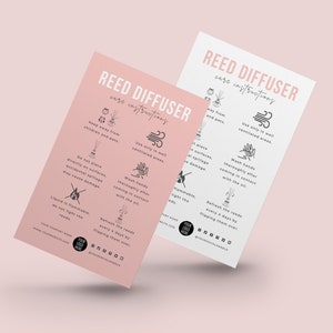 Minimalist Reed Diffuser Care Card Template, Printable Reed Diffuser ...