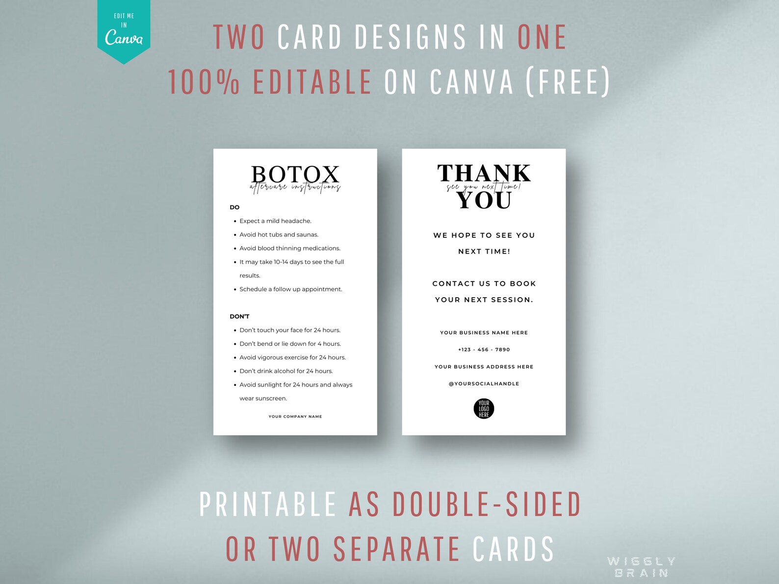 Editable Botox Aftercare Card Template, Filler Procedure Post Care ...