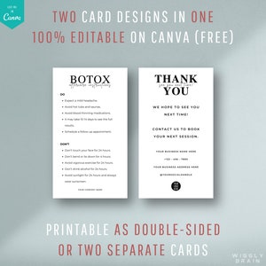 Editable Botox Aftercare Card Template, Filler Procedure Post Care ...