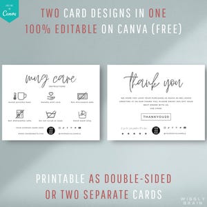 Editable Mug Care Card Template, Mini Coffee Cup Care Guide, Mugs Care ...