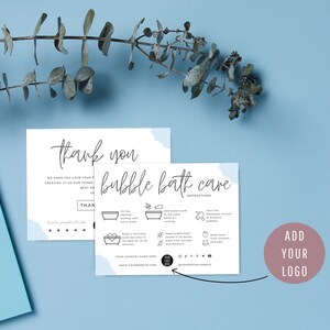 Bubble Bath Care Guide Template, Custom Bath Foam Care Cards, Printable ...