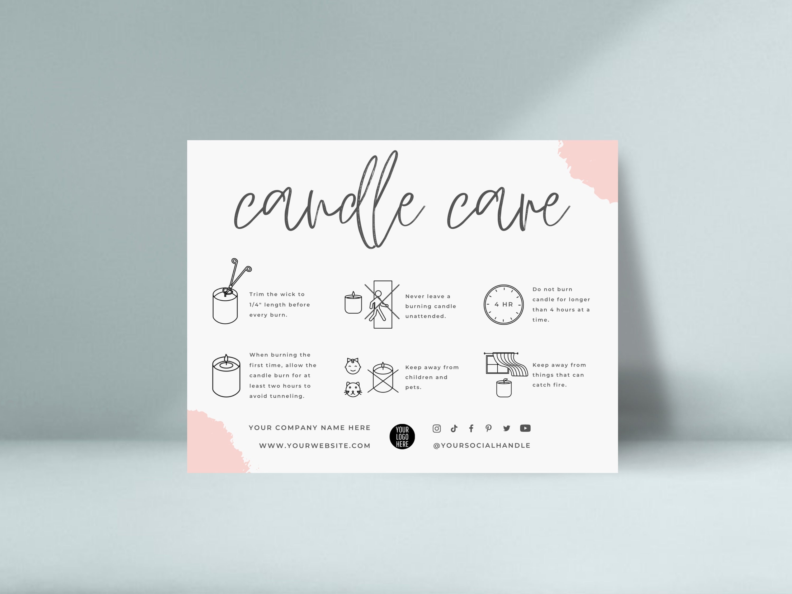 Candle Care Card Template Printable Candle Care Instructions - Etsy Canada