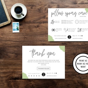 Editable Pillow Spray Care Card Template, Sleep Mist Care Guide, Linen ...