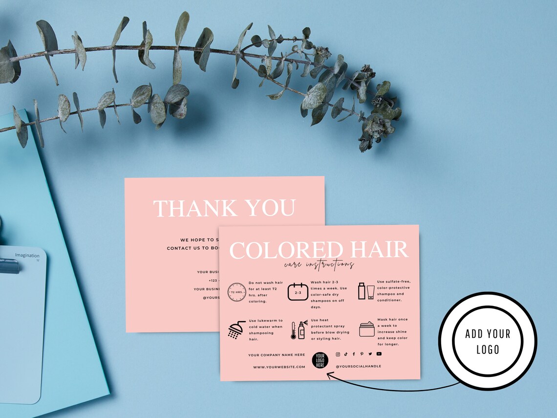 Editable Dyed Hair Care Card Template Colored Hair Aftercare - Etsy