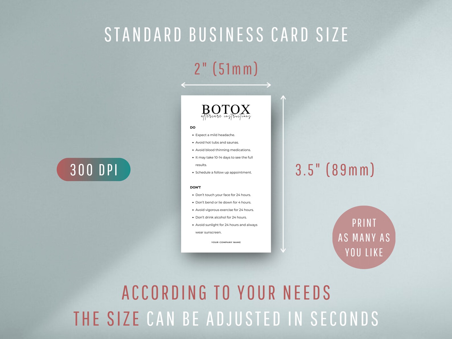Editable Botox Aftercare Card Template, Filler Procedure Post Care ...