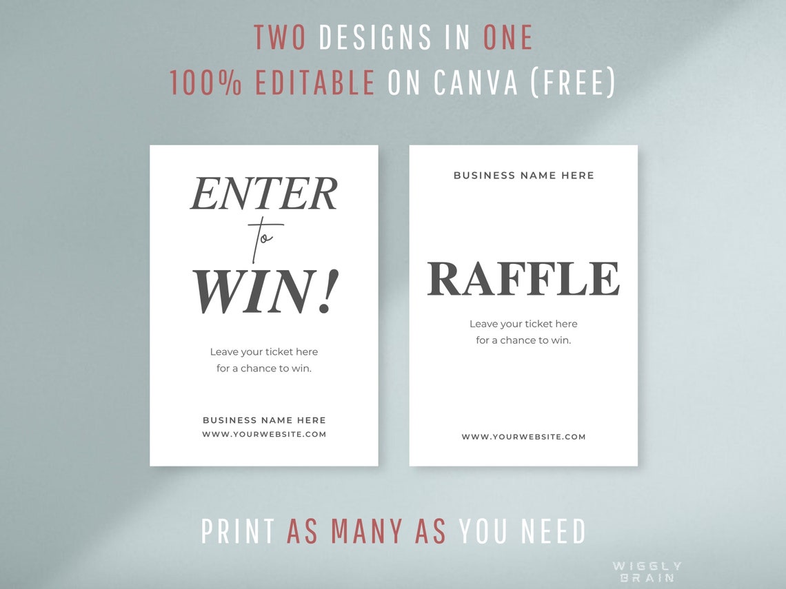 Raffle Sign Template, Editable DIY Enter to Win Poster, Business Event ...