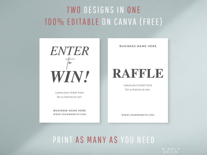 Raffle Sign Template, Editable DIY Enter to Win Poster, Business Event ...