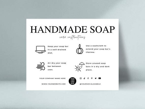 Editable Soap Care Card Template Handmade Soap Bar Care - Etsy