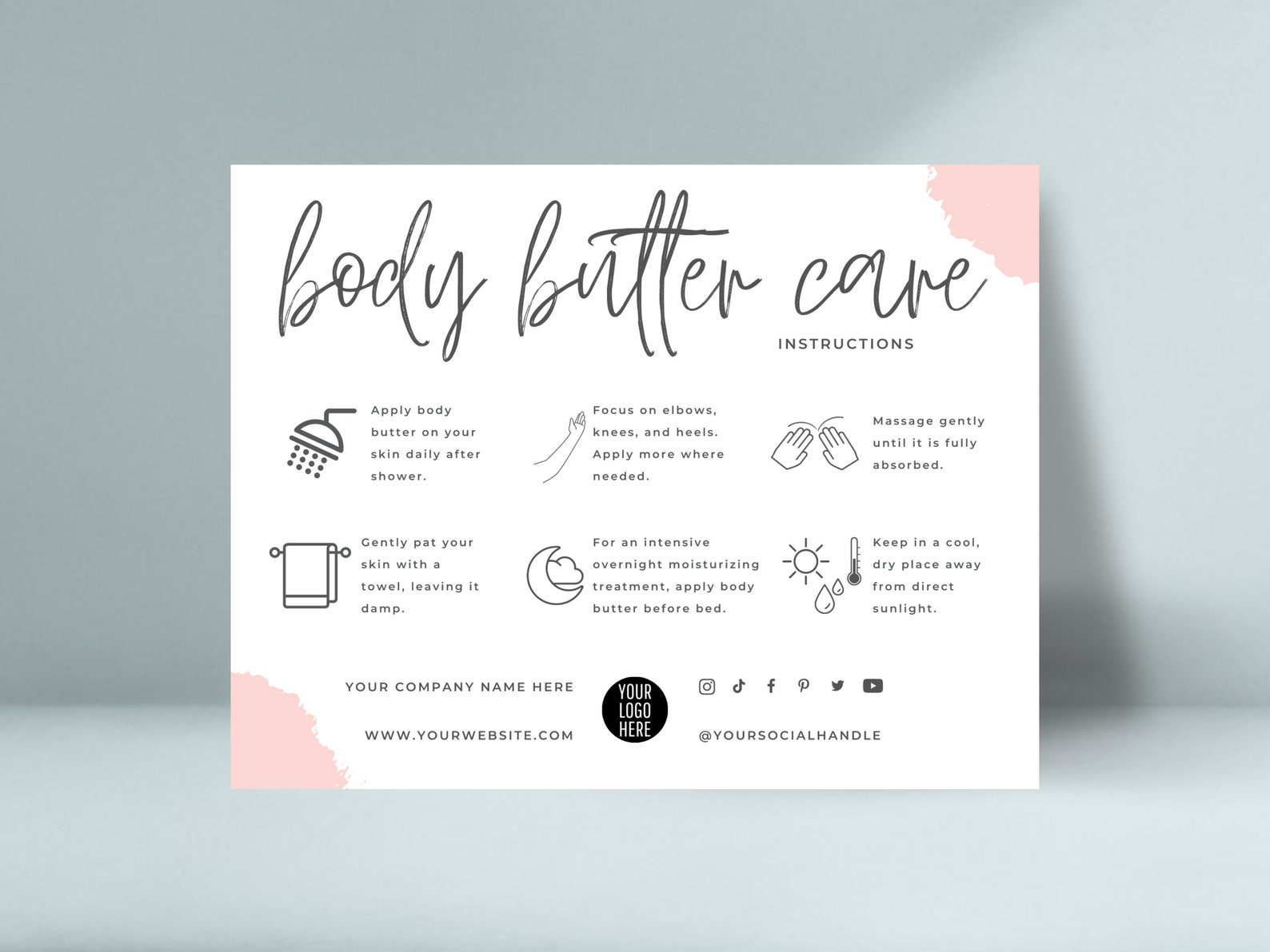 Editable Body Butter Care Card Template, Whipped Shea Butter ...
