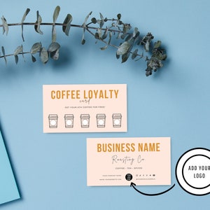 Editable Coffee Loyalty Card Template, Coffee Shop Stamp Card Design ...