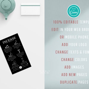 Mini Incense Care Card Template, Scented Stick User Guide, Herbal ...