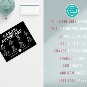 Editable Waxing Aftercare Card Template, Post Hair Wax Guide Advice ...