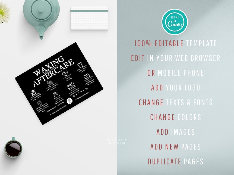 Editable Waxing Aftercare Card Template, Post Hair Wax Guide Advice ...