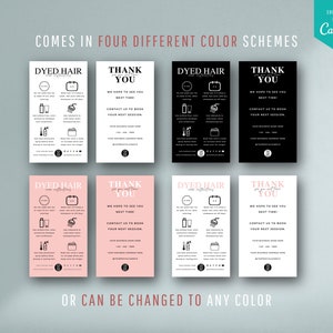 Editable Mini Dyed Hair Care Card Template, Colored Hair Aftercare ...
