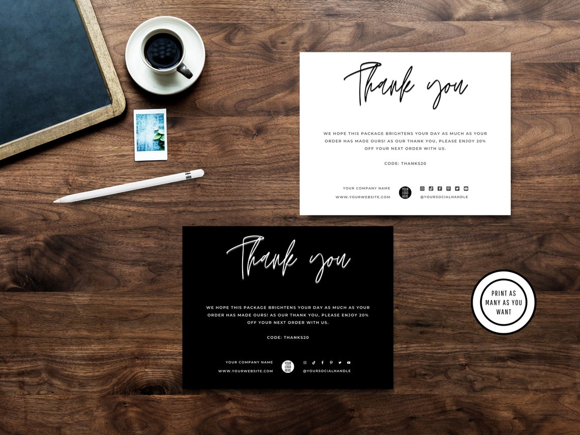 Editable Thank You Card Template Business Thank Your for | Etsy
