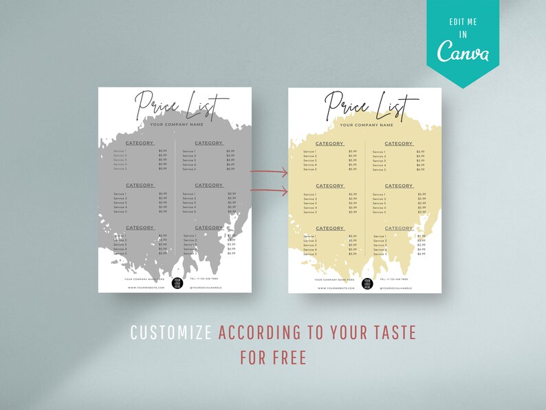 Editable Vinyl Price List Template Printable Pricing Sheet - Etsy