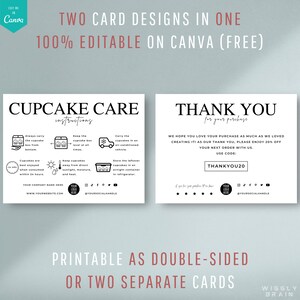 Cupcakes Care Card Template, Editable Muffins Care Guide Tips ...