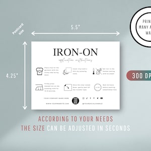 Iron-on Instructions Template, Editable Iron on Heat Transfer Vinyl ...