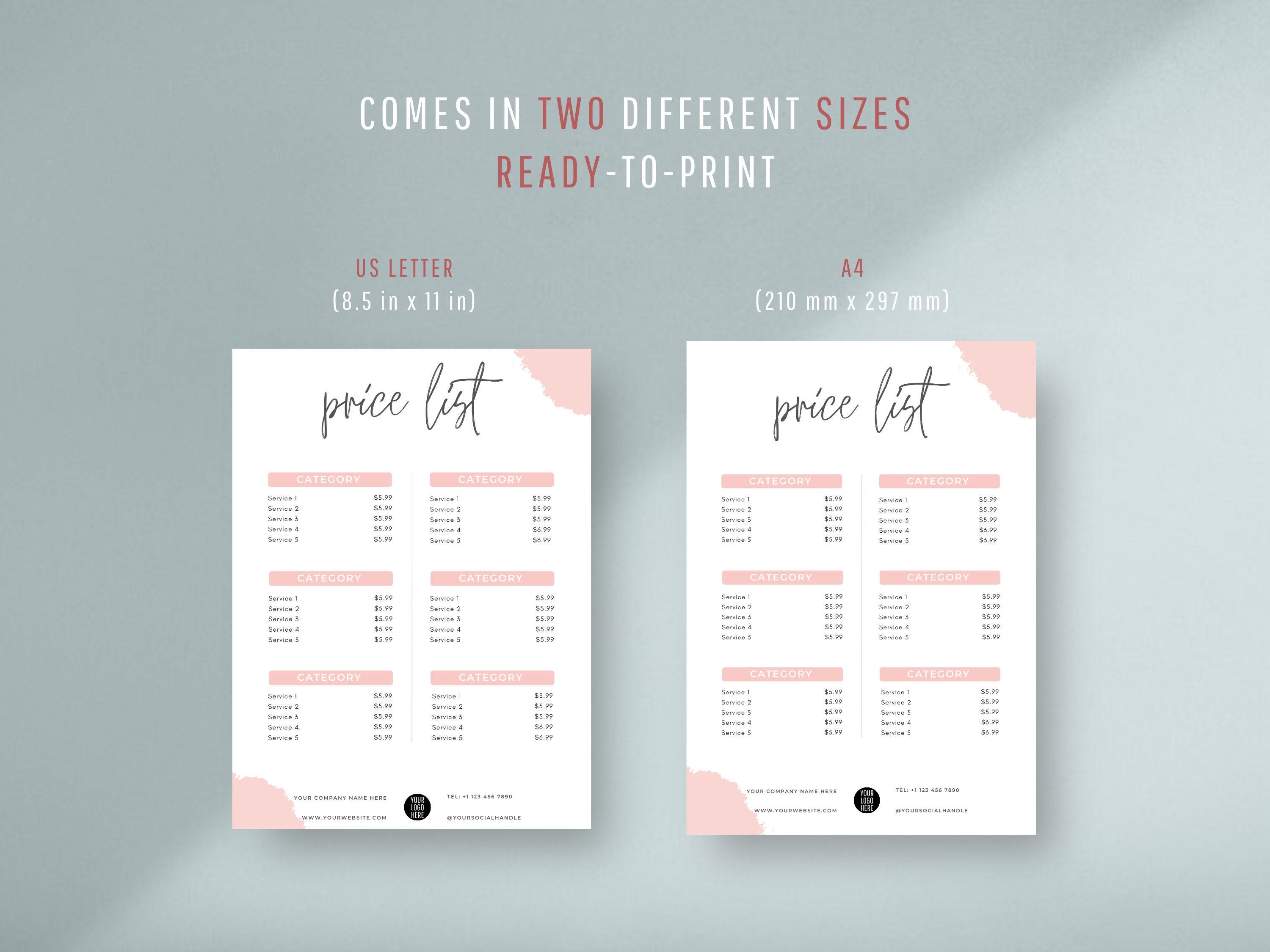 Editable Vinyl Price List Template, Printable Pricing Sheet, Beauty ...