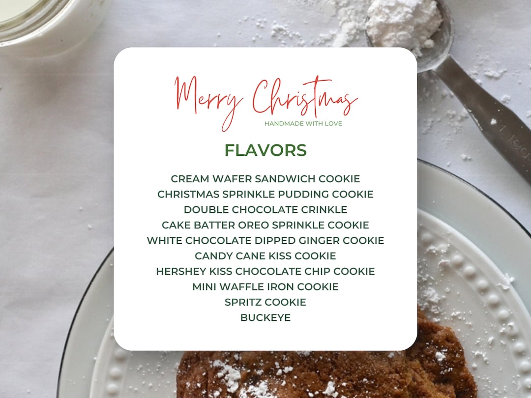 Editable Christmas Cookie Flavor Cards Templates, Custom Cookies ...