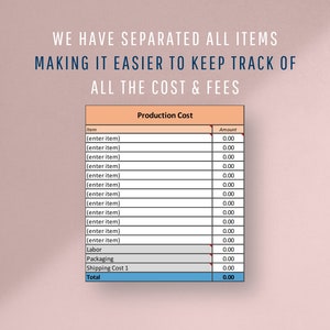 All-in-one Etsy Fee Calculator Small Business Spreadsheet - Etsy