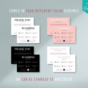 Editable Washing Instructions Card Template, Clothing Care Cards ...