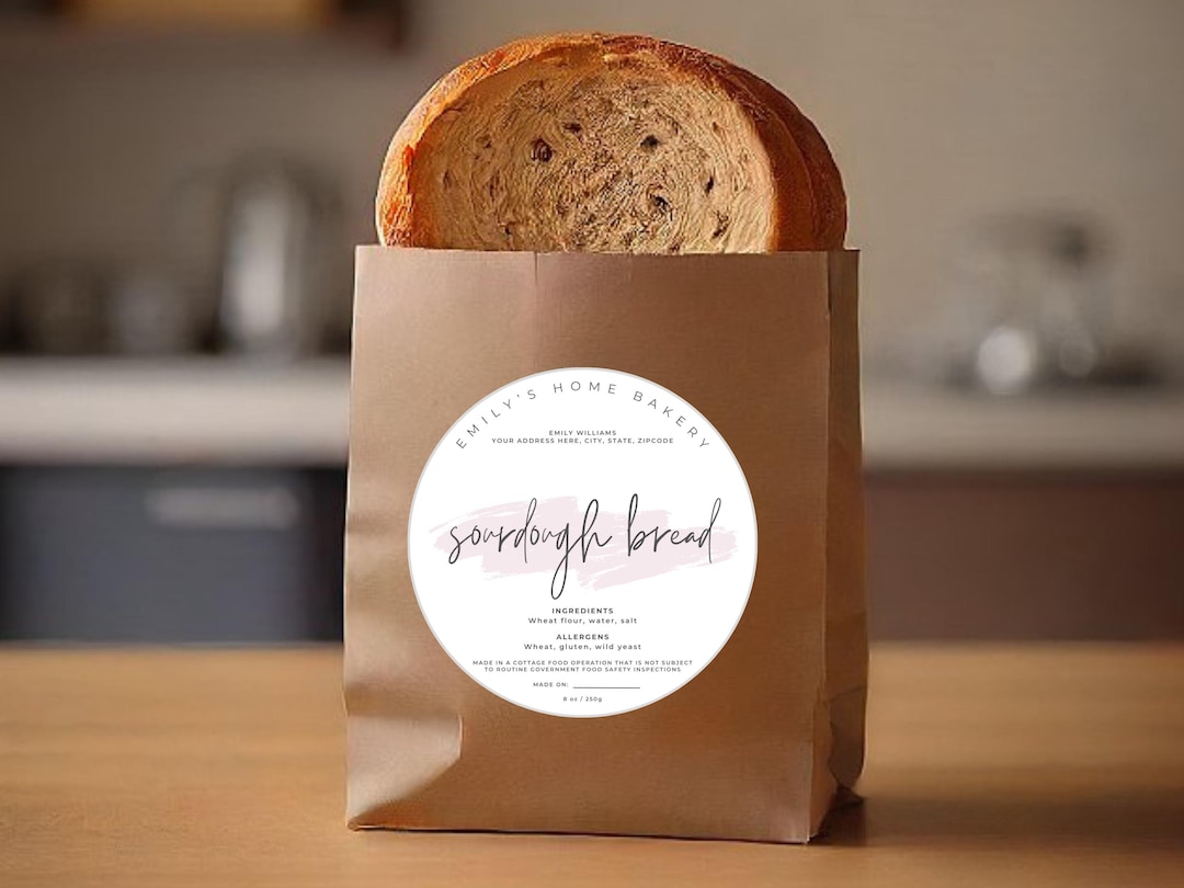 Custom Bread Labels Template, Sourdough Food License Stickers Round ...