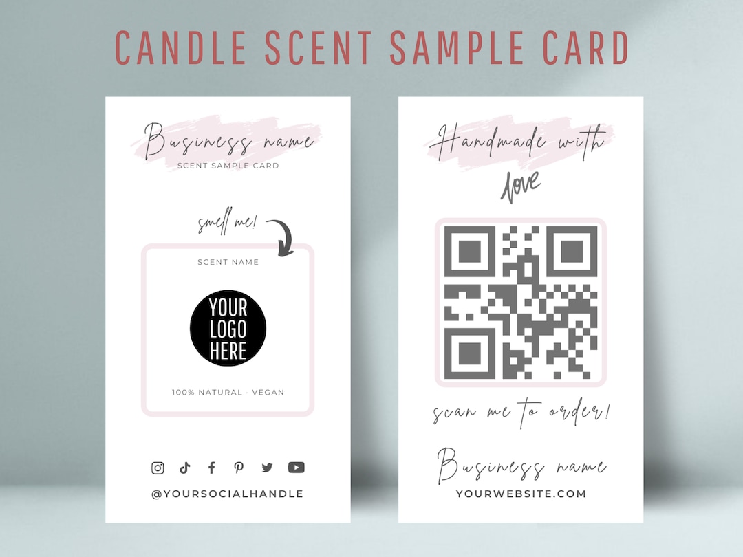 Candle Sample Card Template, Printable Smell Sample Cards, Editable ...
