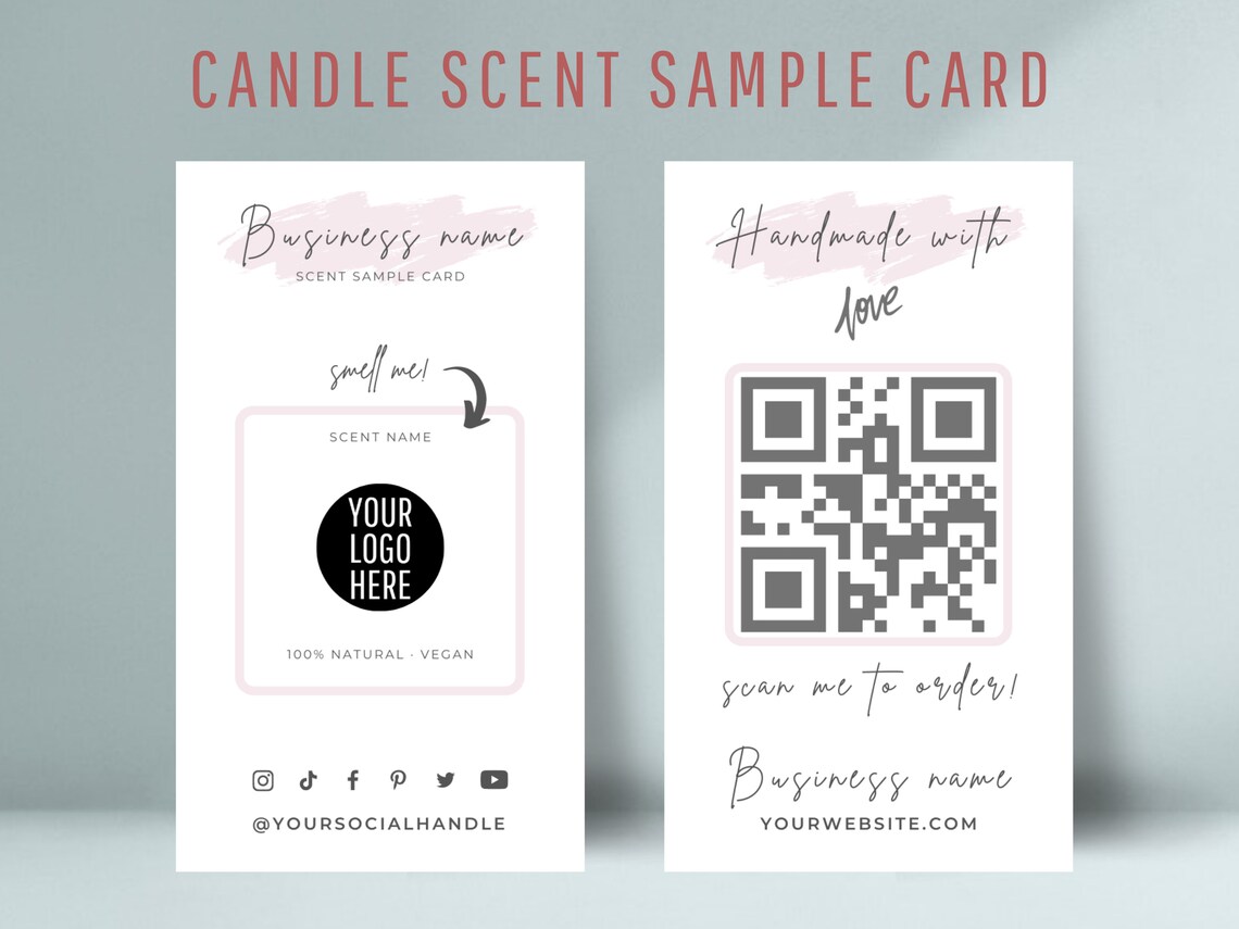 Candle Sample Card Template Printable Smell Sample Cards | Etsy