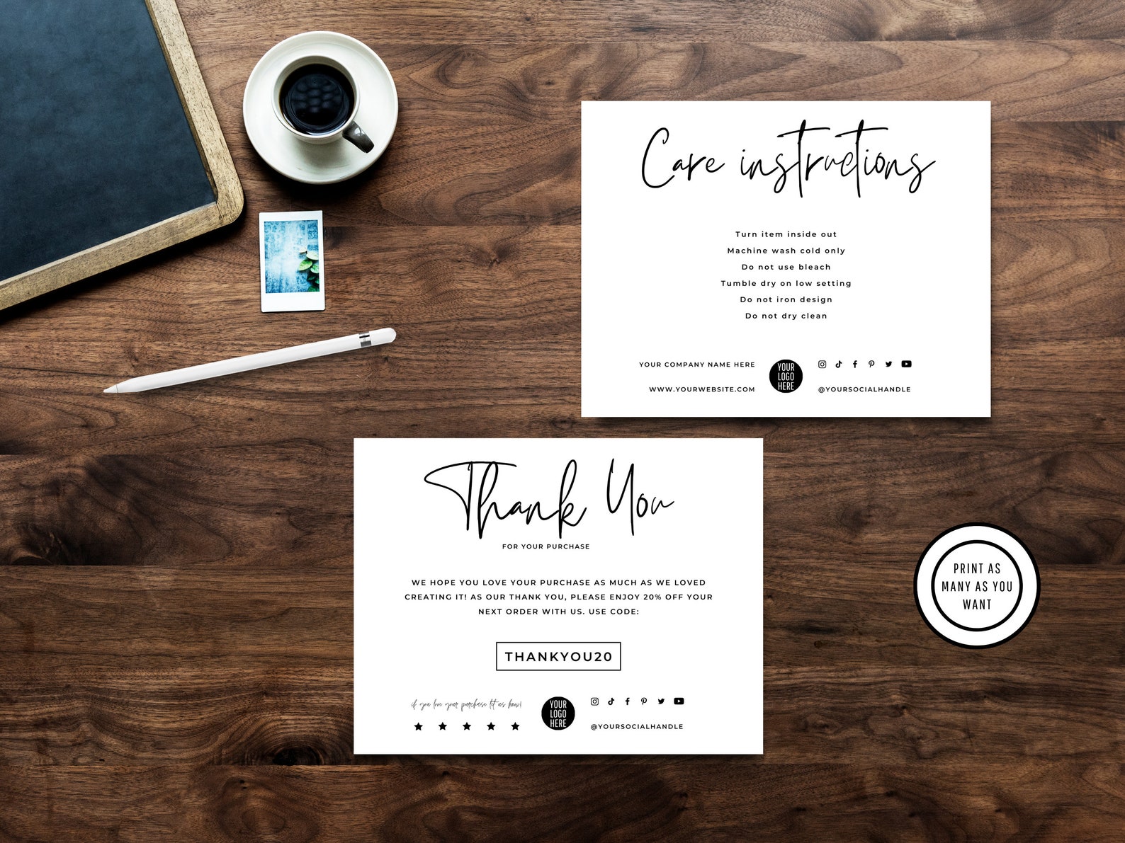 Editable Care Card Template Care Instructions Cards Washing | Etsy