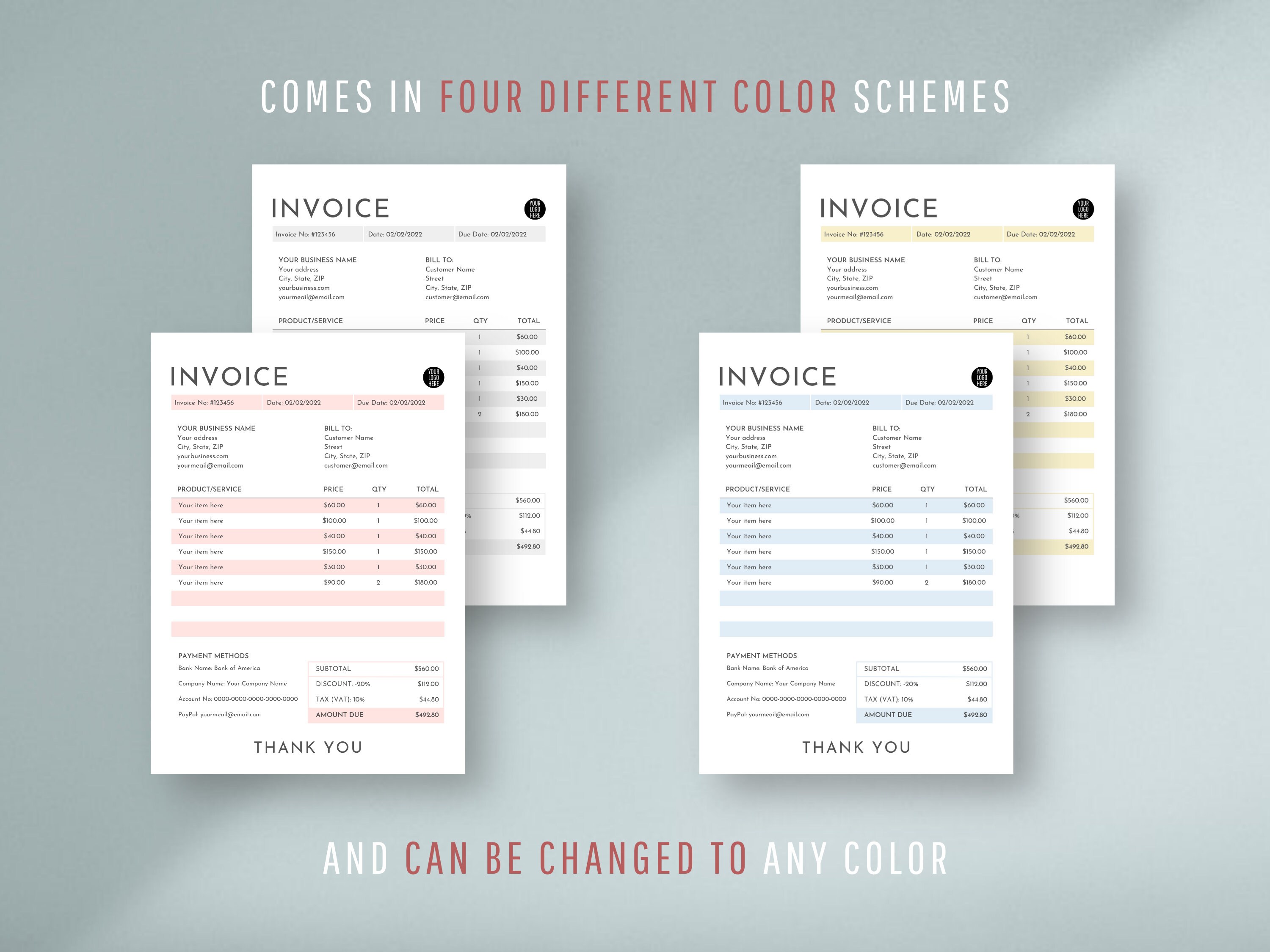 Editable Invoice Template Printable Business Invoice Custom - Etsy Canada