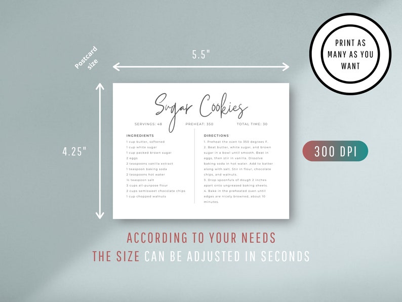 Editable Recipe Card Template, Printable Cooking Instructions Cards ...