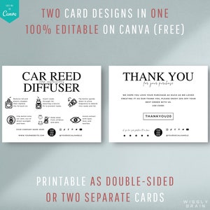 Editable Car Reed Diffuser Care Card Template, Car Vent Clip Diffuser ...