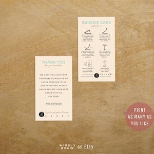 Incense Care Card Template, Aromatherapy Scented Stick User Guide ...