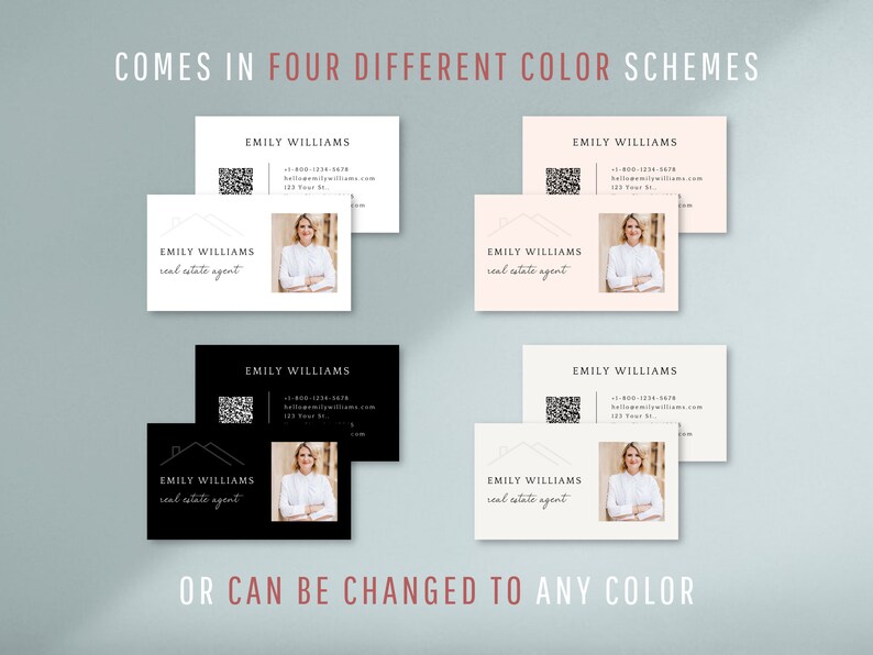 Real Estate Agent Business Card Template, Realtor Contact Cards ...