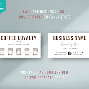 Editable Coffee Loyalty Card Template, Coffee Shop Stamp Card Design ...
