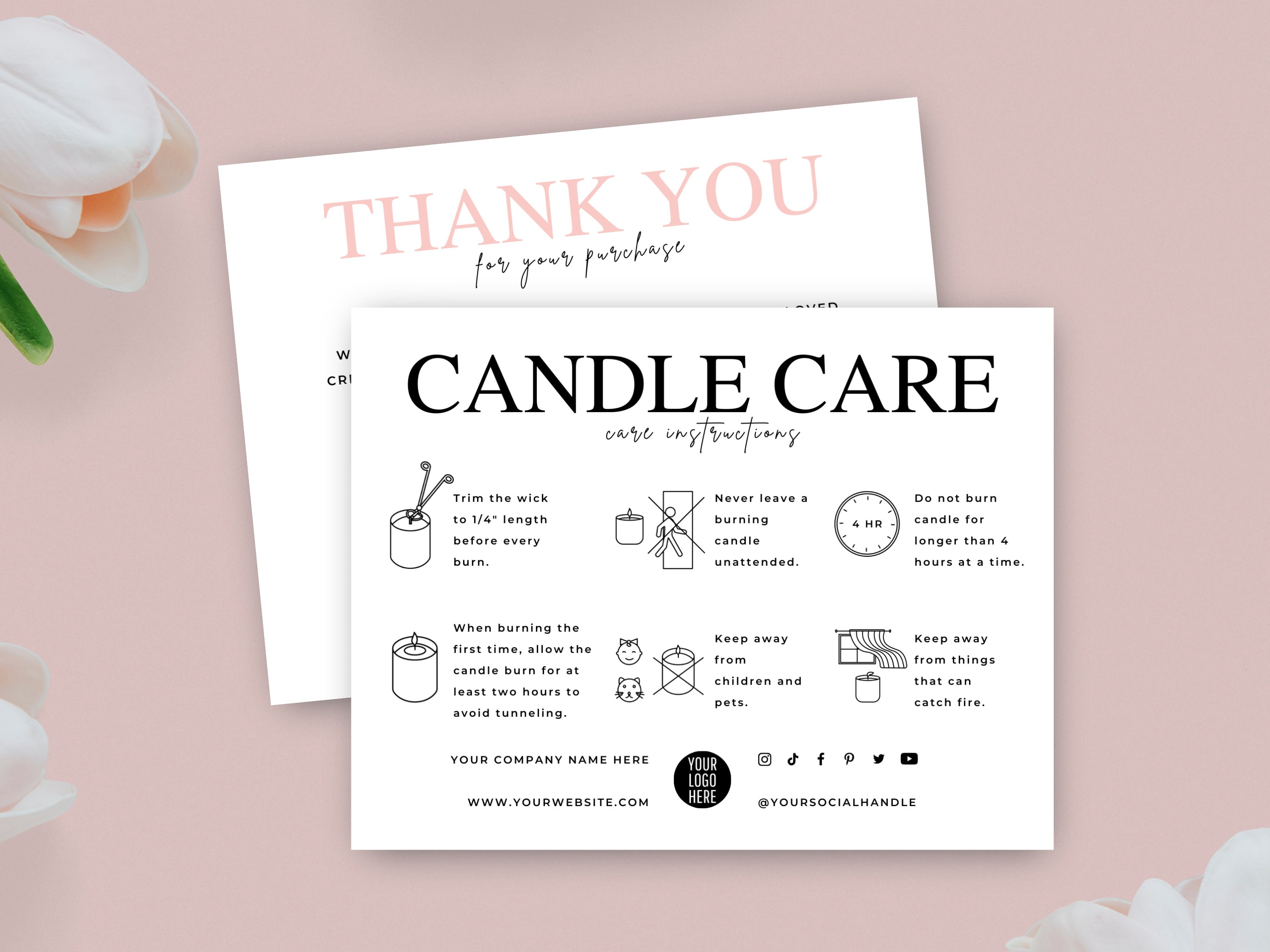 Editable Candle Care Card Template, Printable Candle Care Instructions ...
