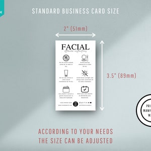 Editable Facial Aftercare Card Template, Facial Treatment Post Care ...