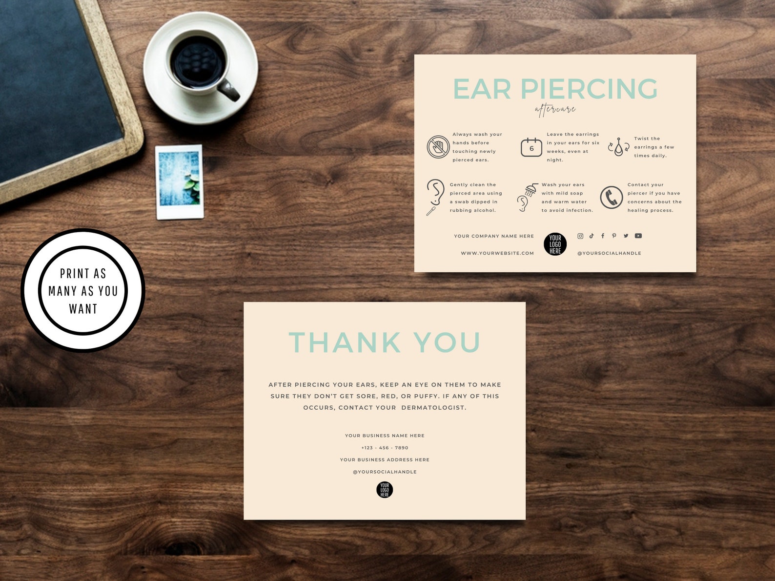 Editable Ear Piercing Aftercare Template Piercing Guide | Etsy