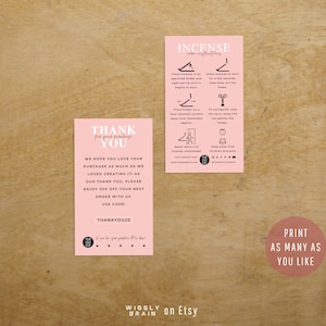 Mini Incense Care Card Template, Scented Stick User Guide, Herbal ...