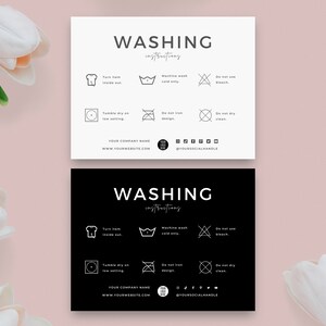 Editable Washing Instructions, Clothing Care Cards Printable Templates ...
